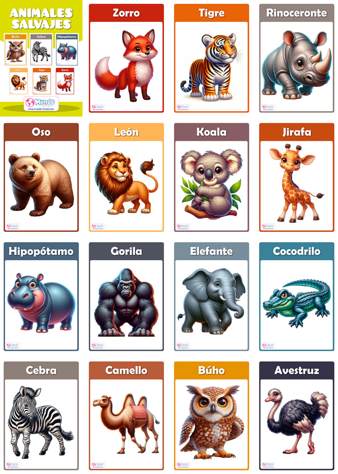 Animales Salvajes – Tarjetas Didácticas - Mundo Inicial Libros
