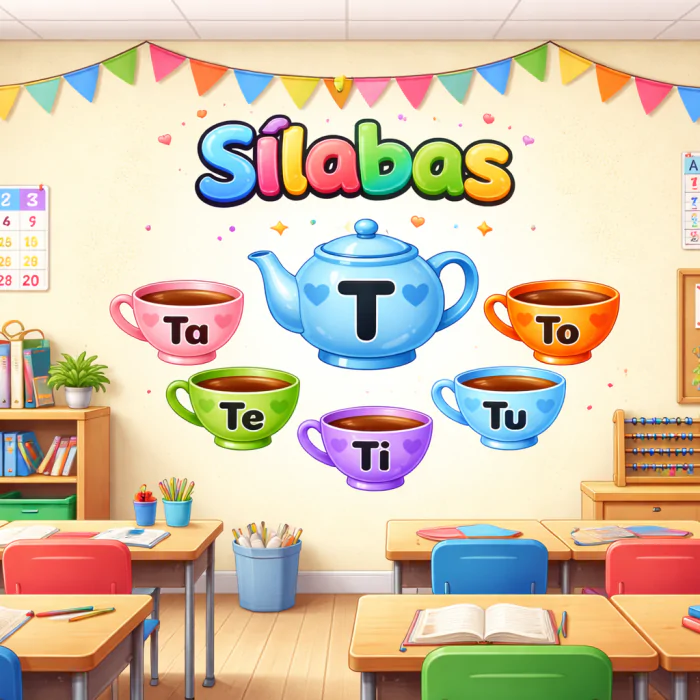 Ambientación del aula con sílabas de la letra T - Mundo Inicial Libros